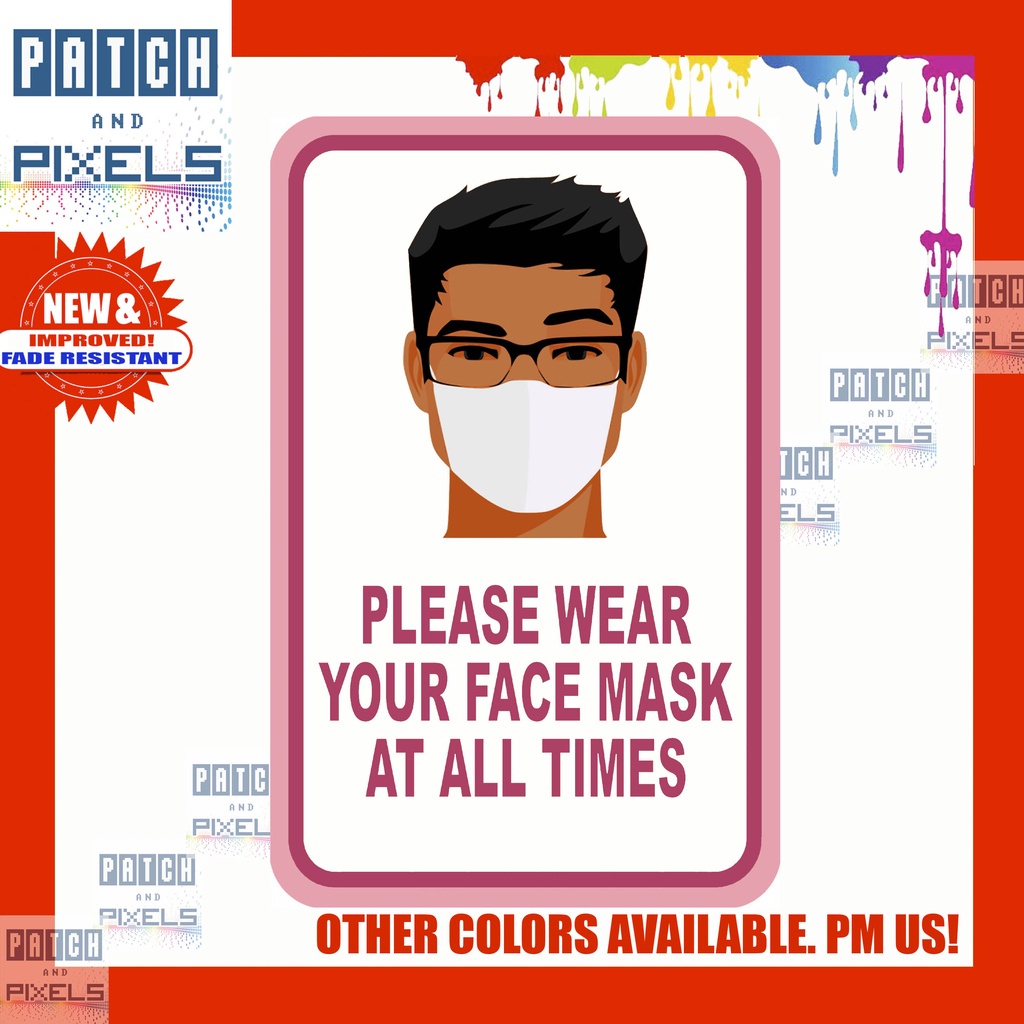 No Face Mask Sign Pink/Wear Your Face Mask Sign Laminated/PVC/Sticker ...