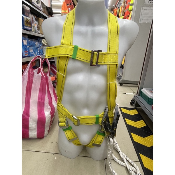 Heavy Duty Yellow Full body Safety Harness with double big hook lanyard ...