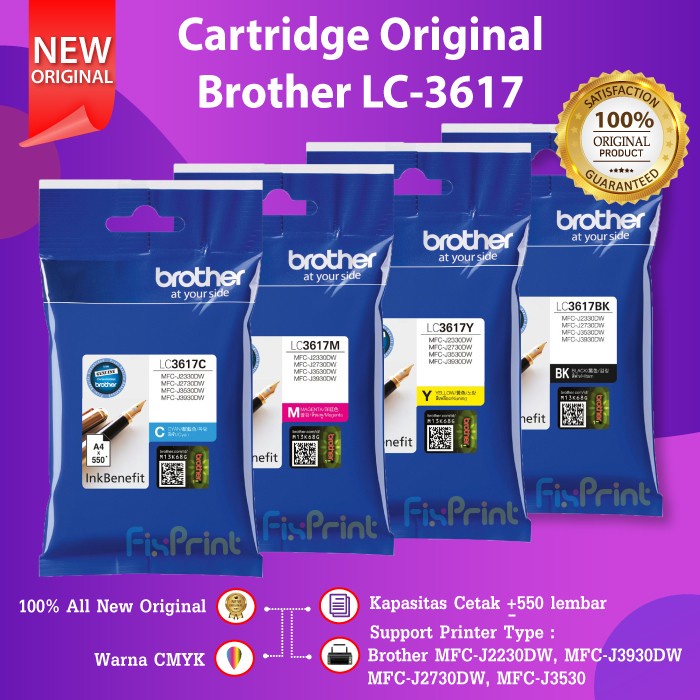 Brother LC3617BK LC3617C LC3617M LC3617Y LC-3617 J3530DW FI623 ...