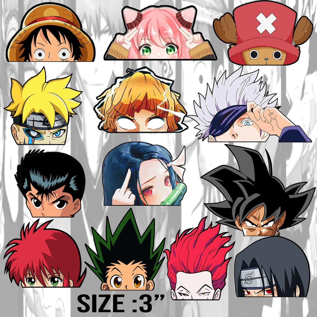 Anime Peeking Stickers Part 1 Waterproof Fadeproof Vinyl 3 inches ...