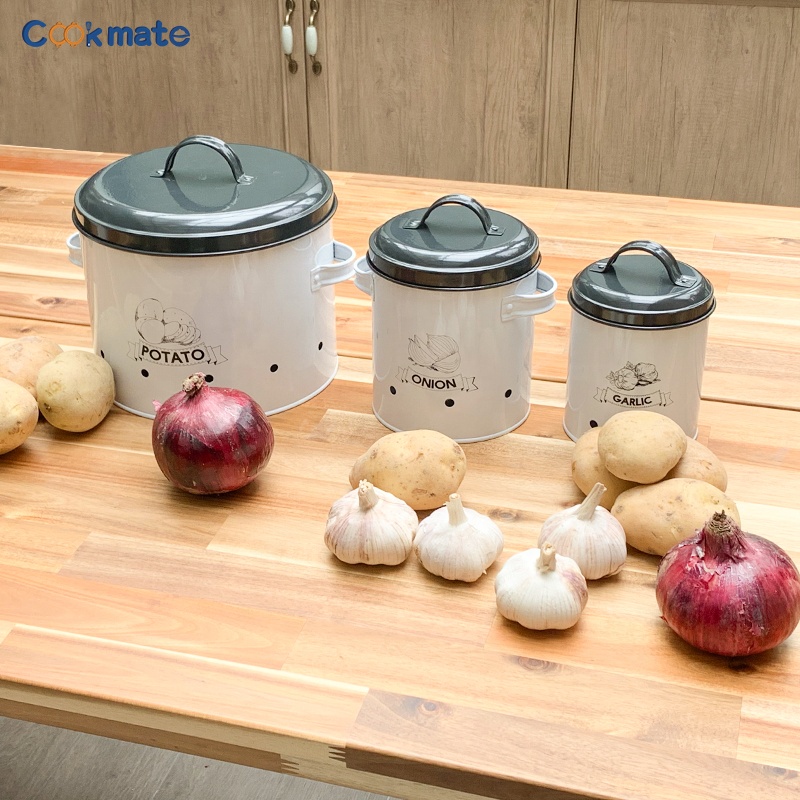 3 Pc. Farmhouse-Inspired Kitchen- Counter Top Metal Nesting Canisters ...
