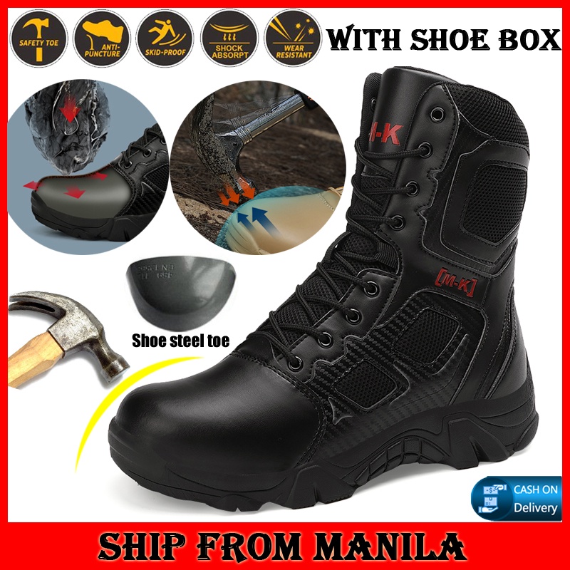 Men High Cut Boots Anti-smashing Steel-toed Boots Wear-resistant Safety ...