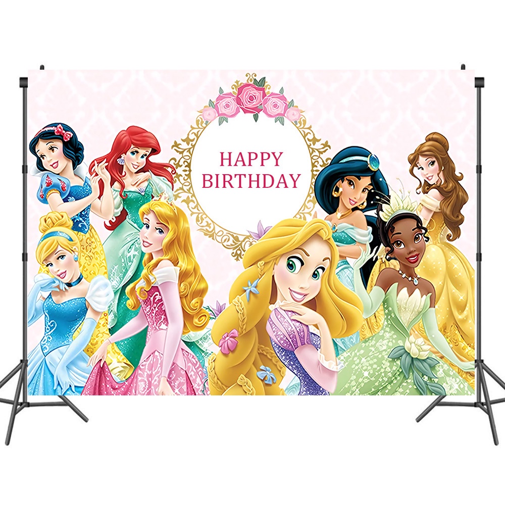 Disney Princess Theme Cartoon Photography Background Cloth Party Banner ...