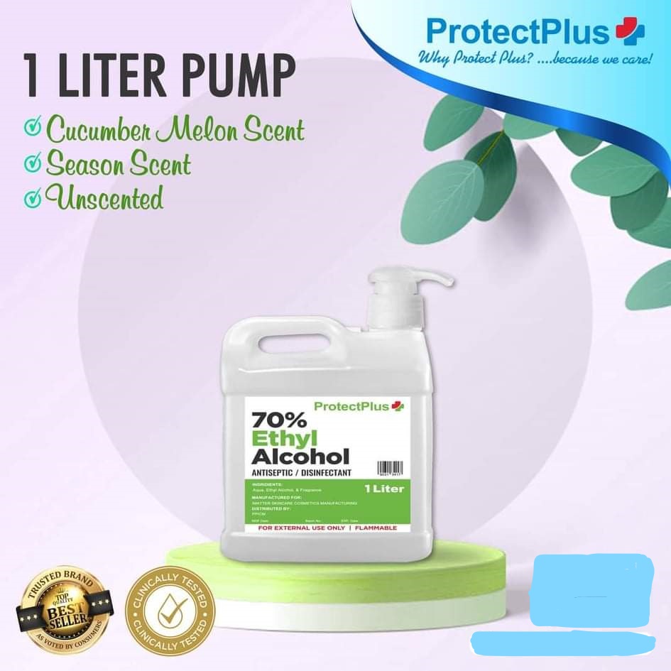 Original Protect Plus 70% Isopropyl & Ethyl Alcohol 1 Liter Pump ...