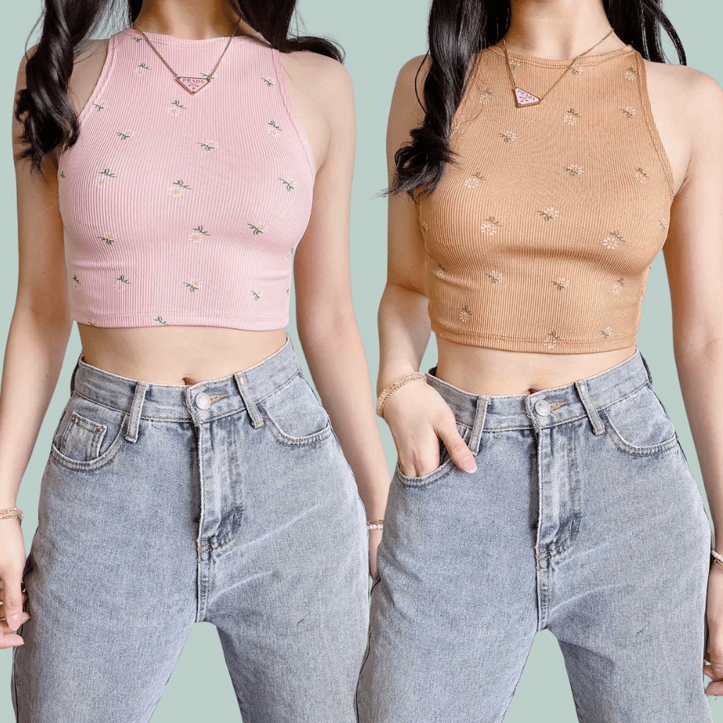 Floral tank crop top ( XS - S adult ) | Shopee Philippines