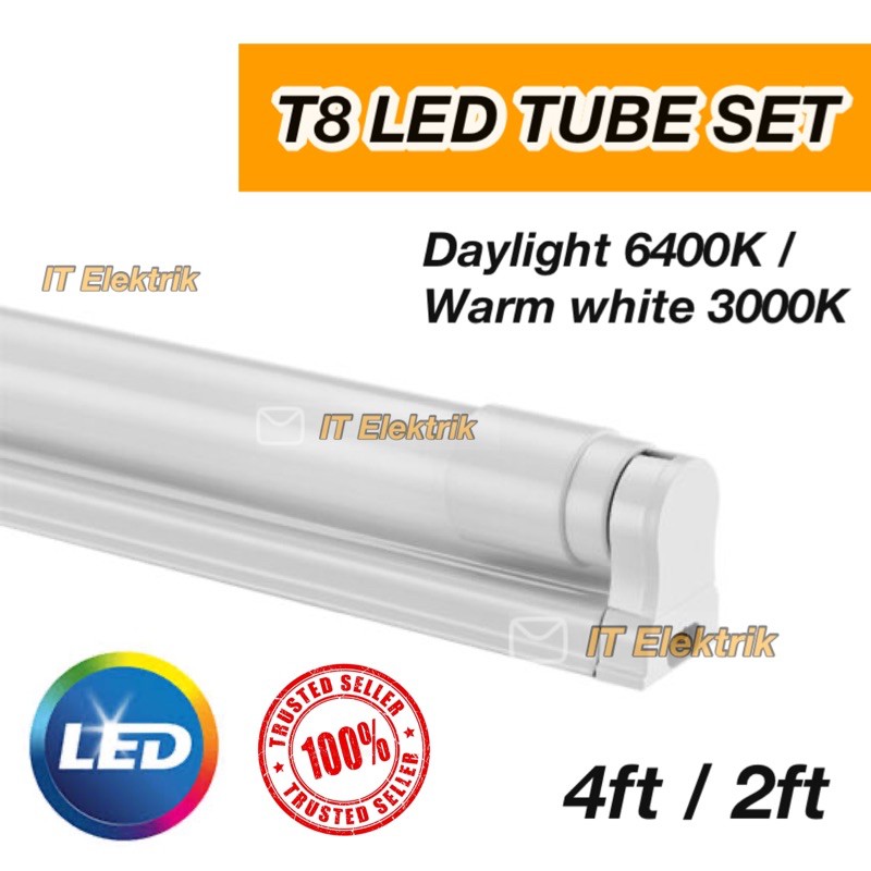 T8 LED Tube Set / T8 LED Casing Daylight / Cool white / Warm white 20W kali mantang | Shopee ...