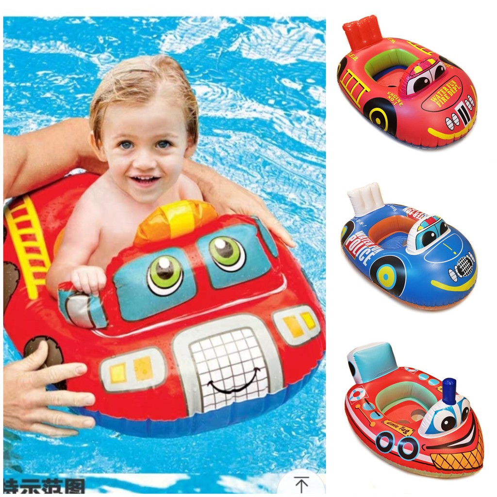BIG FIRETRUCK POLICE BABY BOAT FOR KIDS SWIMMING INFLATABLES | Shopee ...