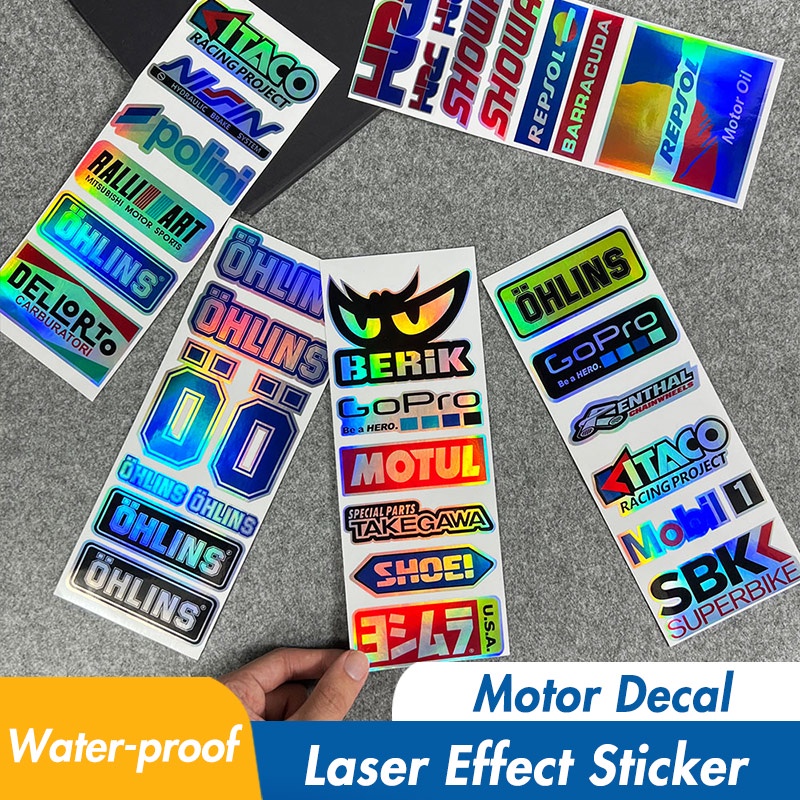 Motorcycle Race Sponsor Laser Sticker Set Holographic Helmet Decal Side ...