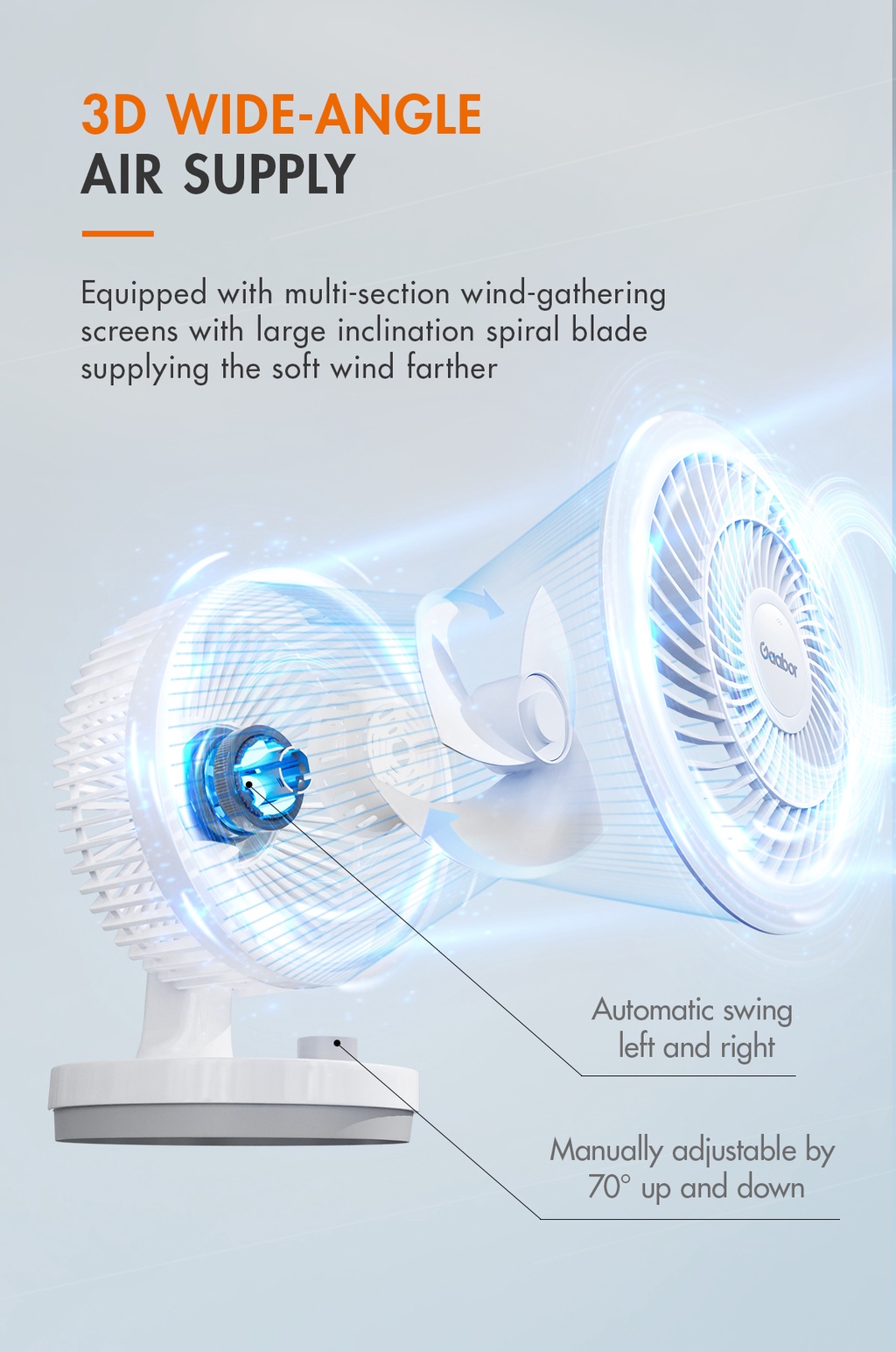 Gaabor Compact Electric Desk Fan Low Noise 3D Swing | Shopee Philippines