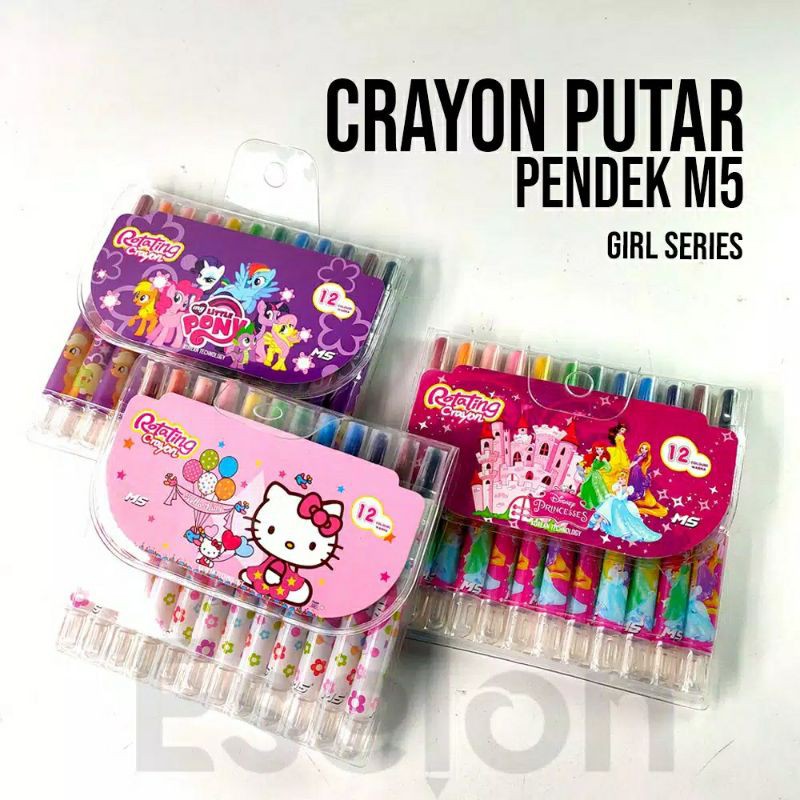 Short Coloring Rotating Crayons 13 cm Cartoon Characters | Shopee ...
