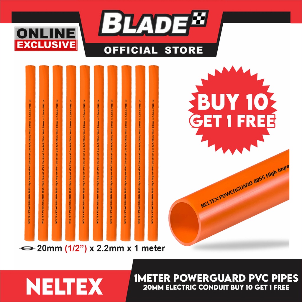 Buy 10 Get 1 Free Neltex PVC Powerguard Pipe 20mm x 1meter Electric ...