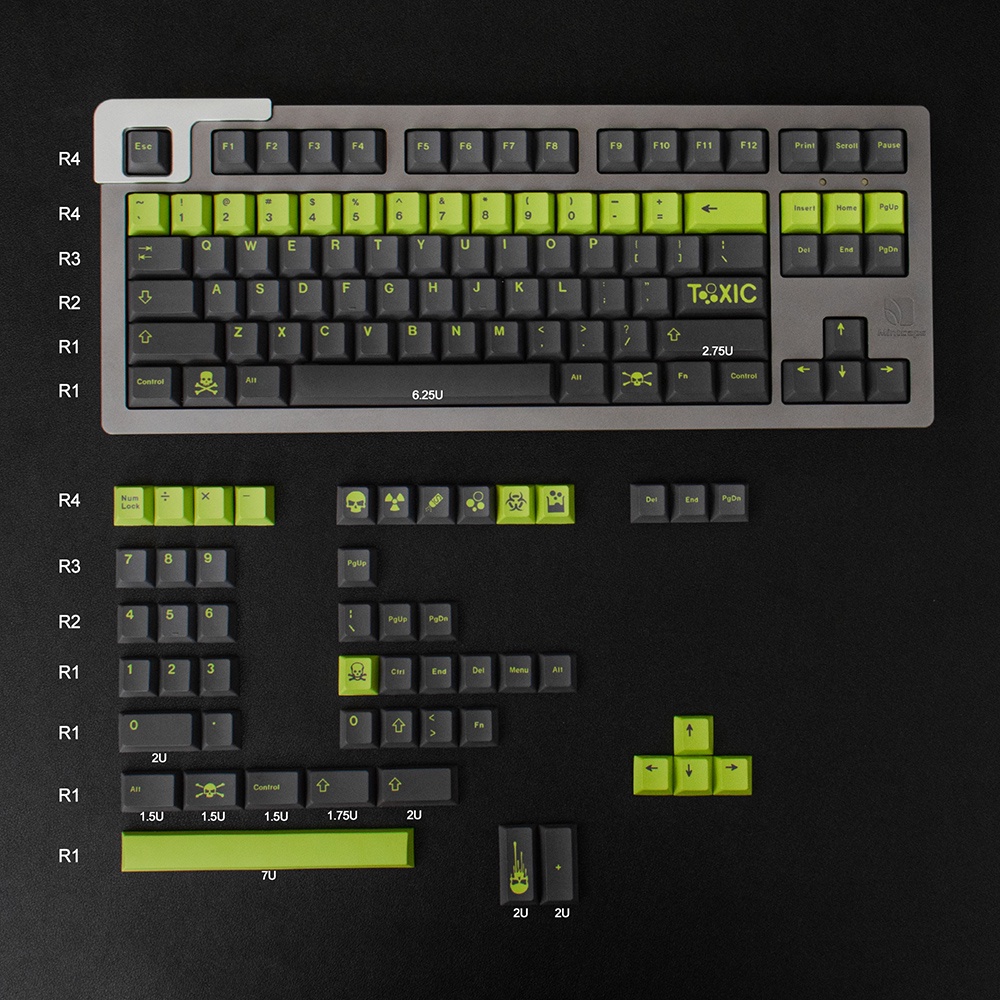 PBT 129 Keys Cherry Profile DYE-SUB GMK TOXIC Keycap For GMMK Pro GK61 ...
