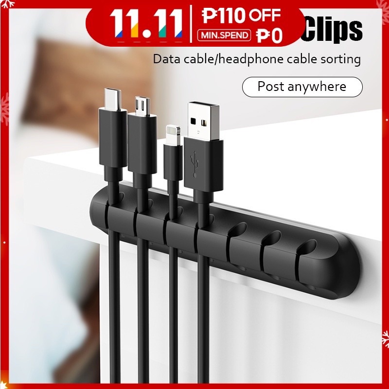 en.ph Cable Organizer Silicone USB Cable Winder Desktop Tidy Management Clips Cable Holder for ...