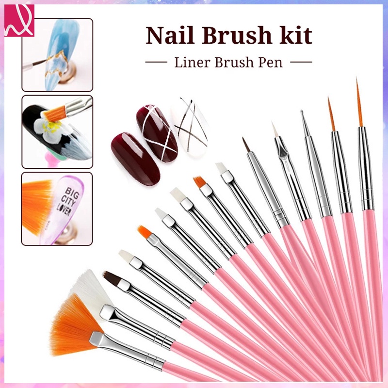 15PCS Plastic Handle Nail Brush Set Gel Polish Painting Drawing Acrylic ... 15PCS Plastic Handle Nail Brush Set Gel Polish Painting Drawing Acrylic ...