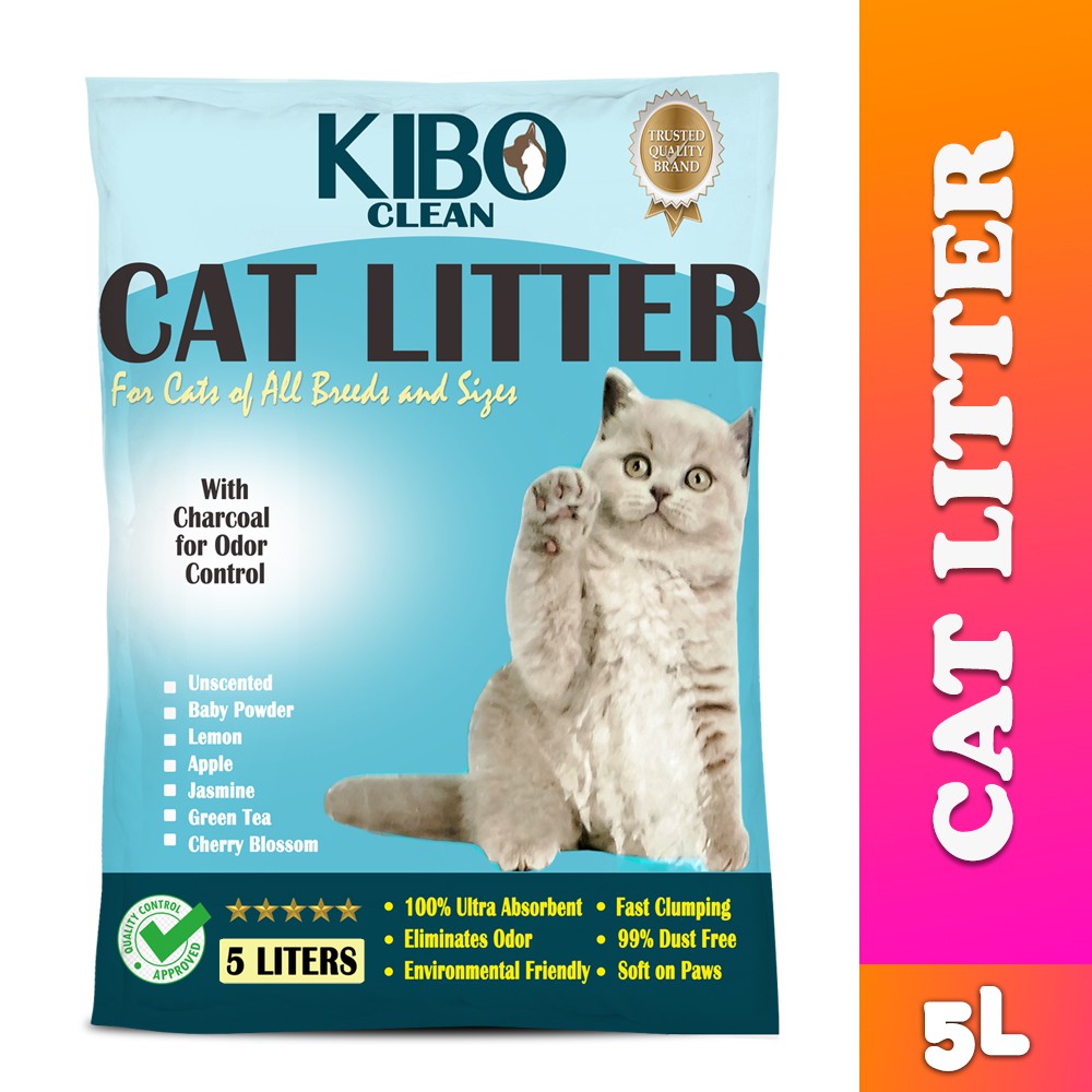 Kibo Clean Clumping and Odor Control Cat Litter Charcoal 5L Cat Litter ...