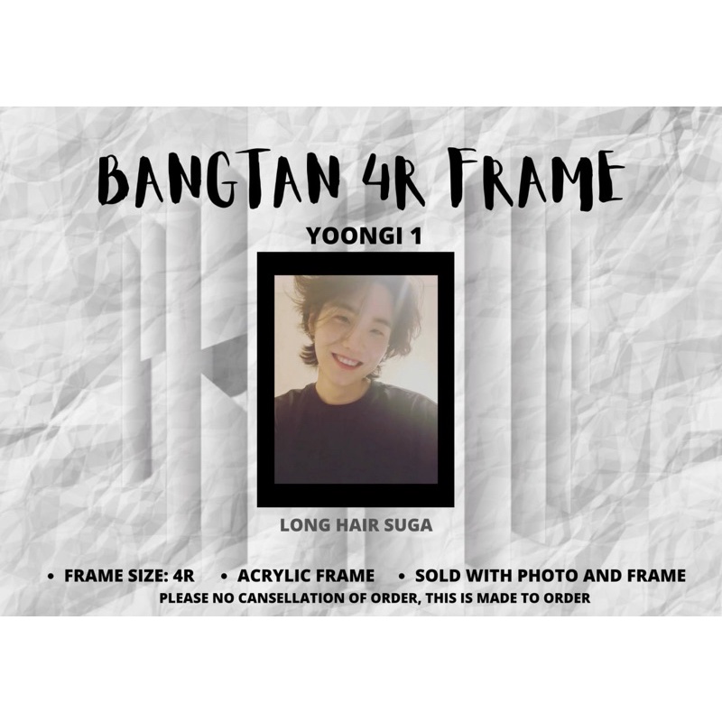 Littletanies.ph SUGA YOONGI PHOTO FRAME 4R Frame Fanmade PRE ORDER BTS ...