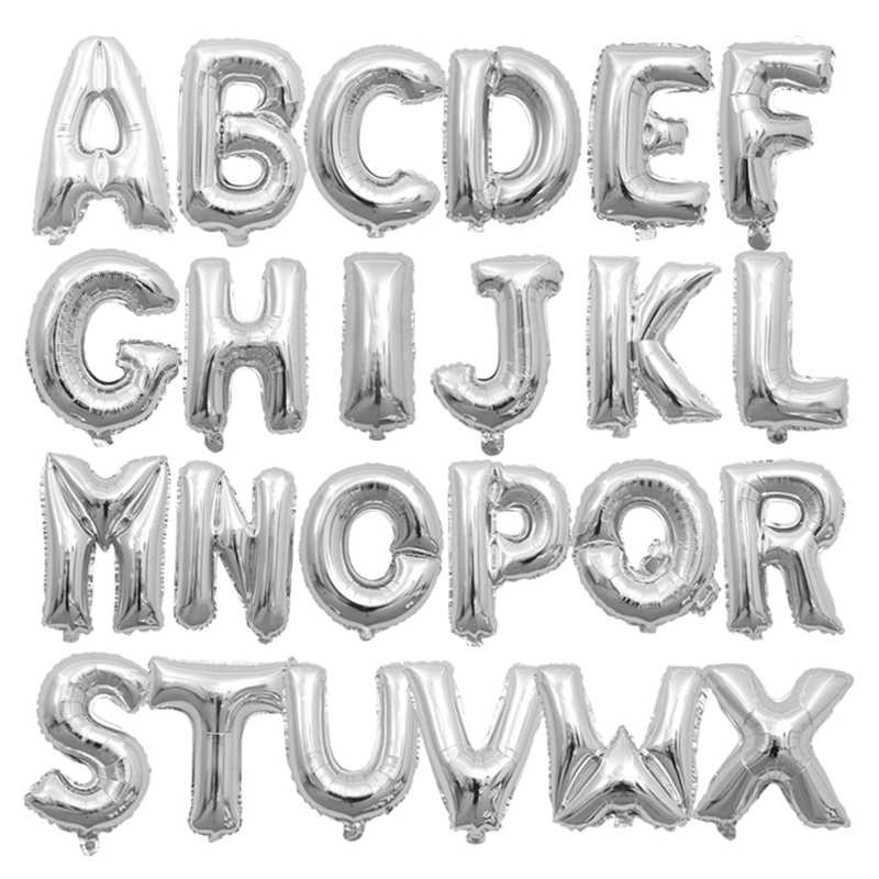 (16" inch) Silver Medium Size Letter and Number Foil Balloon (Complete ...