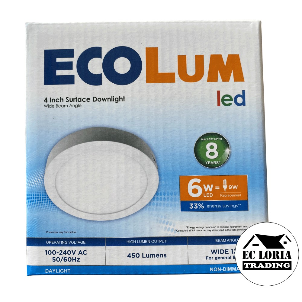 Ecolum Surface Mounted LED Downlight 6W (Round and Square) | Shopee ...