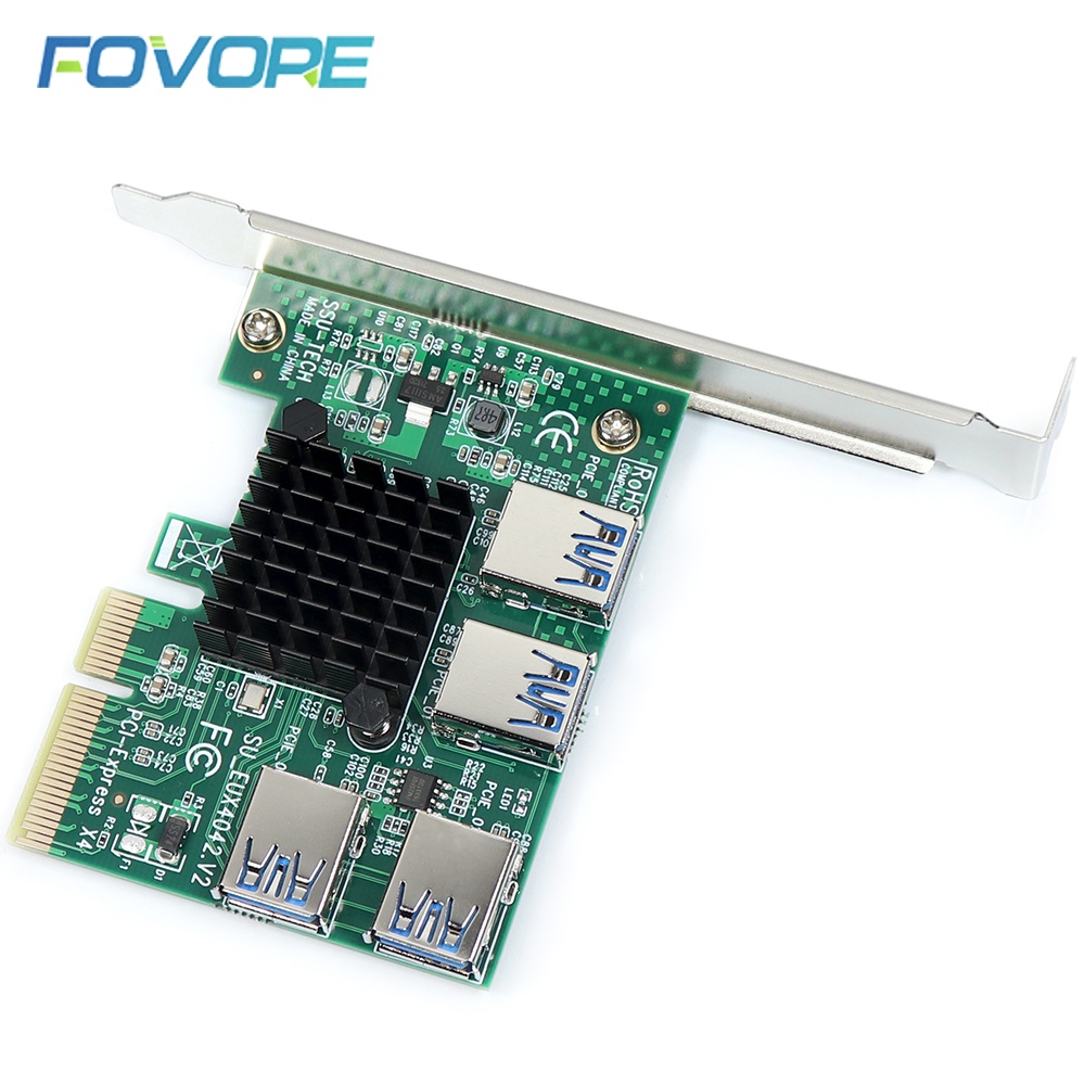10Gbps Riser PCI Express x16 PCIe 1 to 4 PCI e x4 to 16x Ports Slot USB ...