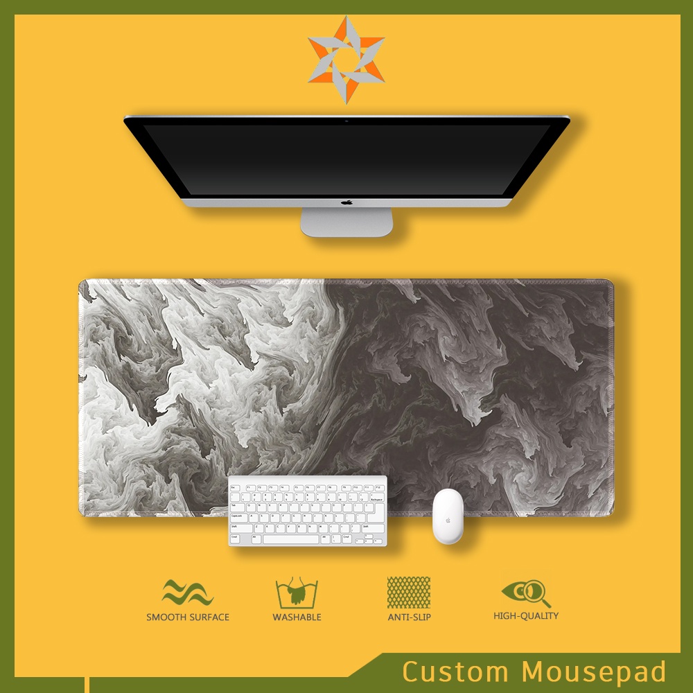 Grey and White aquarelle Mousepad Extended Mouse pad Large Gaming Mouse ...