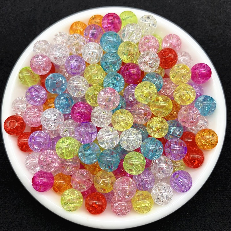 50Pcs/Pack 8mm Acrylic Transparent Cracked Burst Round Beads | Shopee ...
