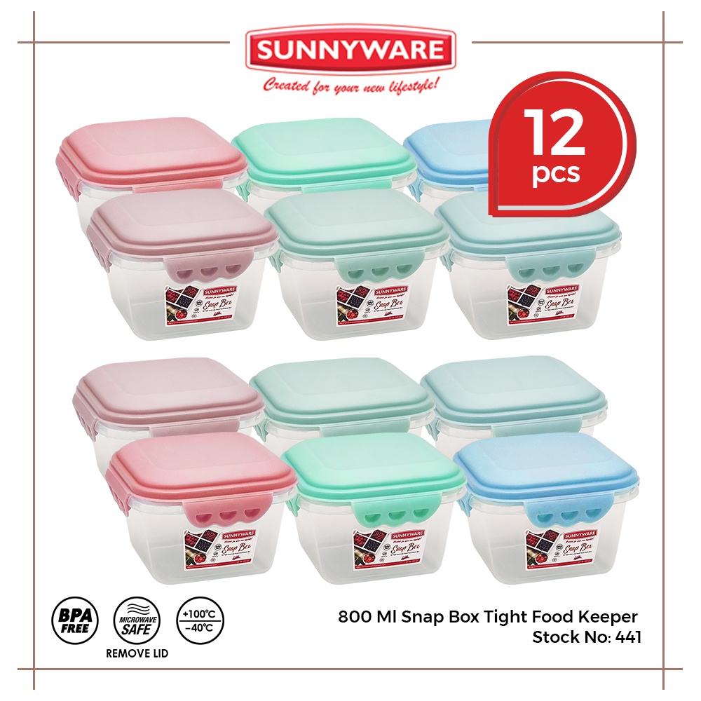 12pcs 800 ml Snap Box Tight Food Keeper [Sunnyware 441] |Plasticware ...