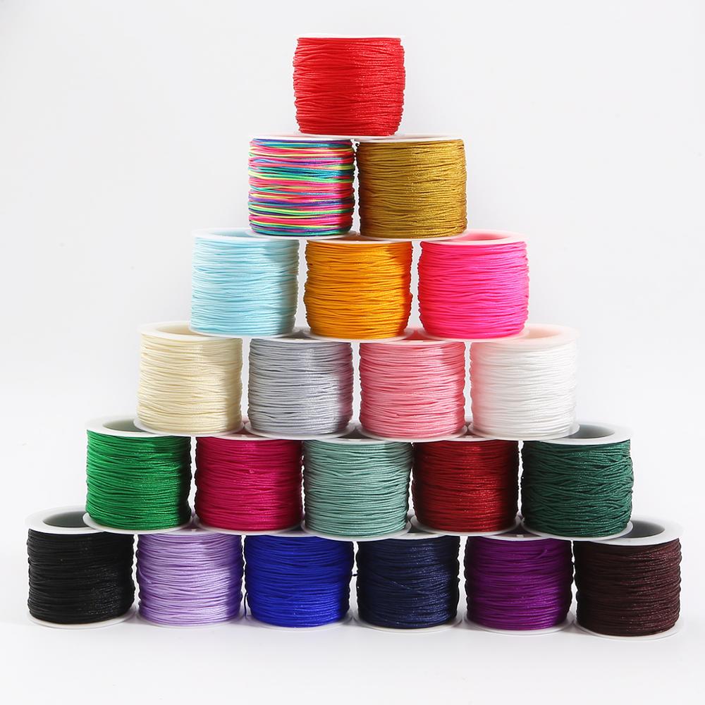 50Meter/Roll 0.8mm 24Color Nylon Cord Thread Chinese Knot Macrame Cord ...