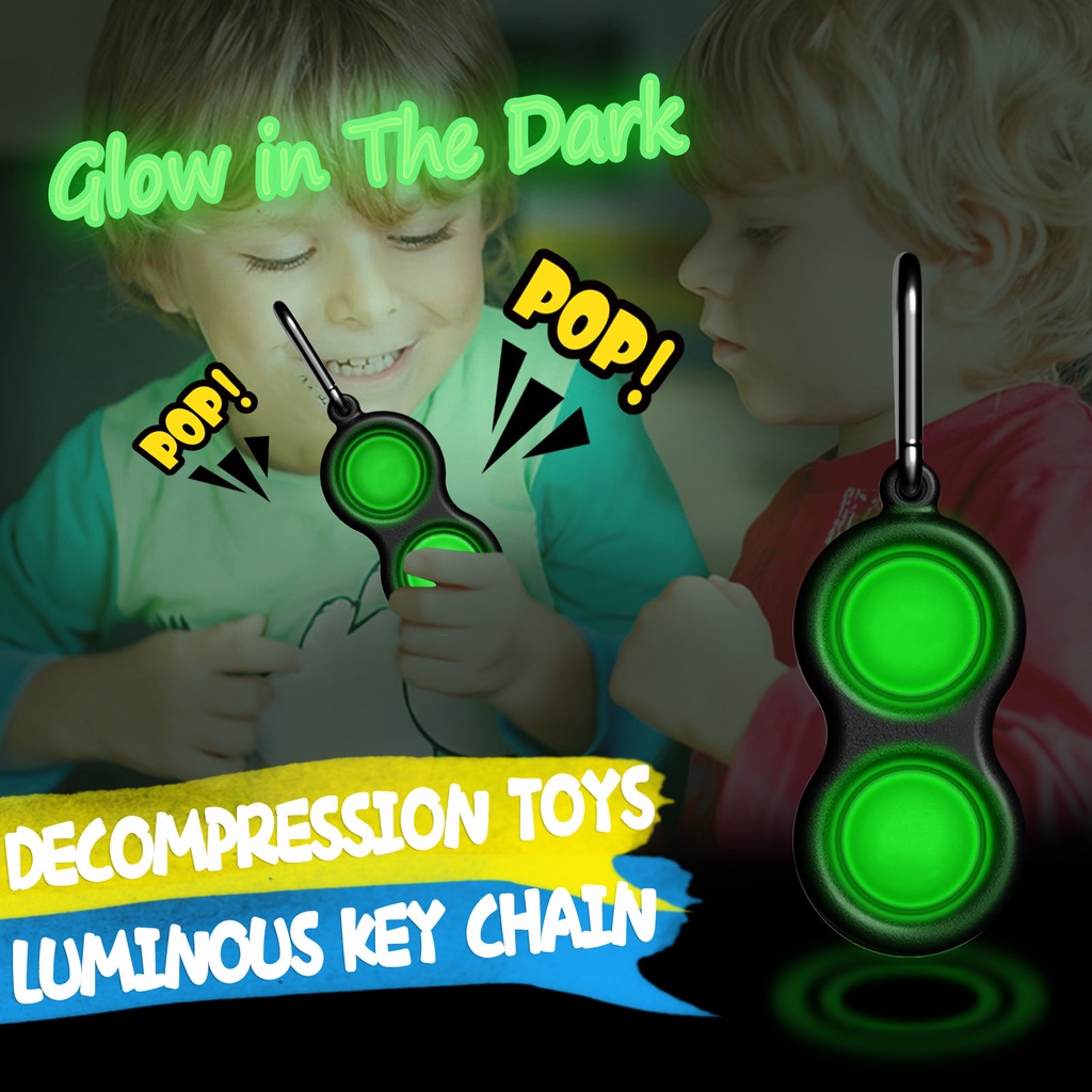 Fidget Pops It Glow In The Dark Simple Dimple Toy Popit Push Bubble ...