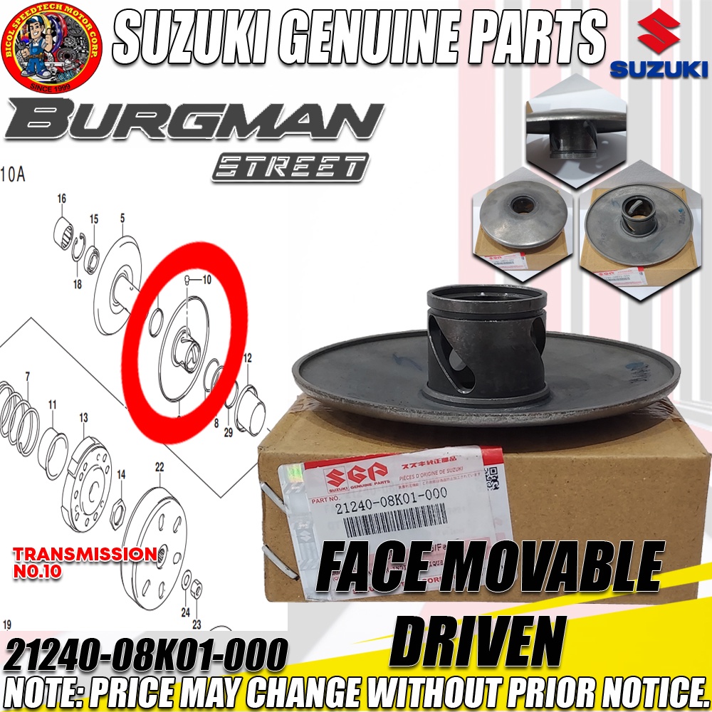 BURGMAN STREET 125 FACE MOVABLE DRIVEN (SGP) (GENUINE: 21240-08K01-000 ...