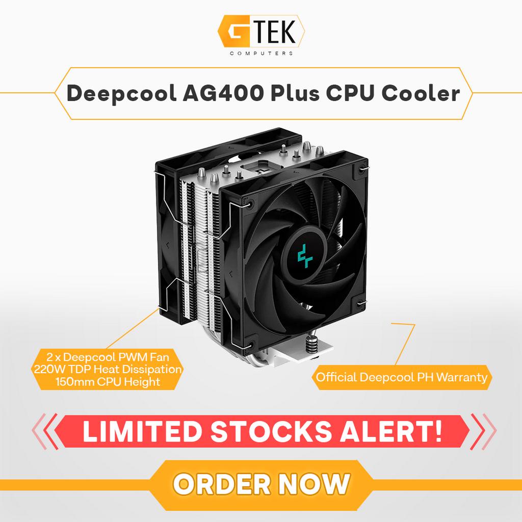 Deepcool AG400 PLUS 4 Heatpipe Single Tower Dual Fan CPU Cooler ...