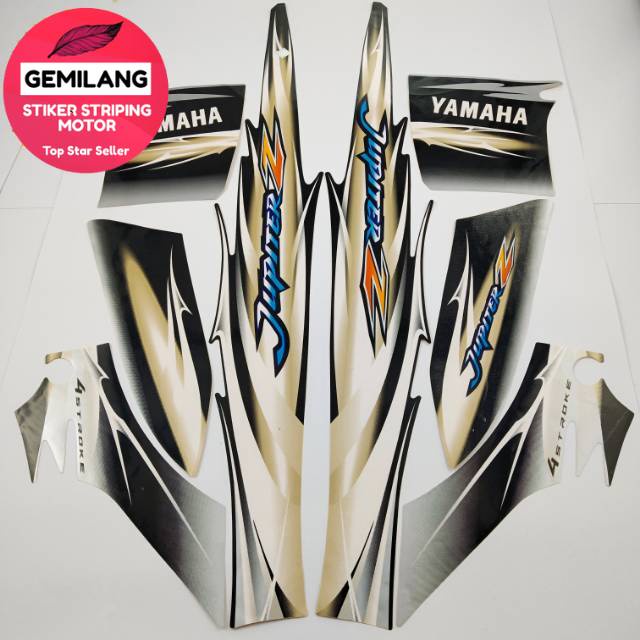 HITAM Striping Decal Polet Sticker yamaha jupiter z silver Black 2007 ...