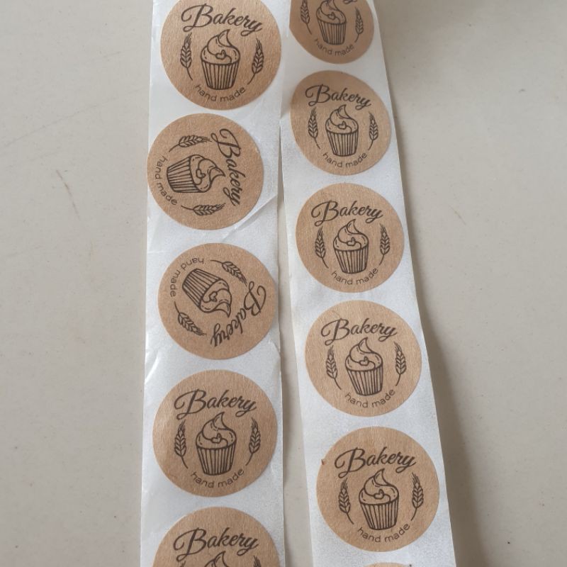 Sticker Round seal Sticker with bakery handmade baked with love 2.5 cm ...