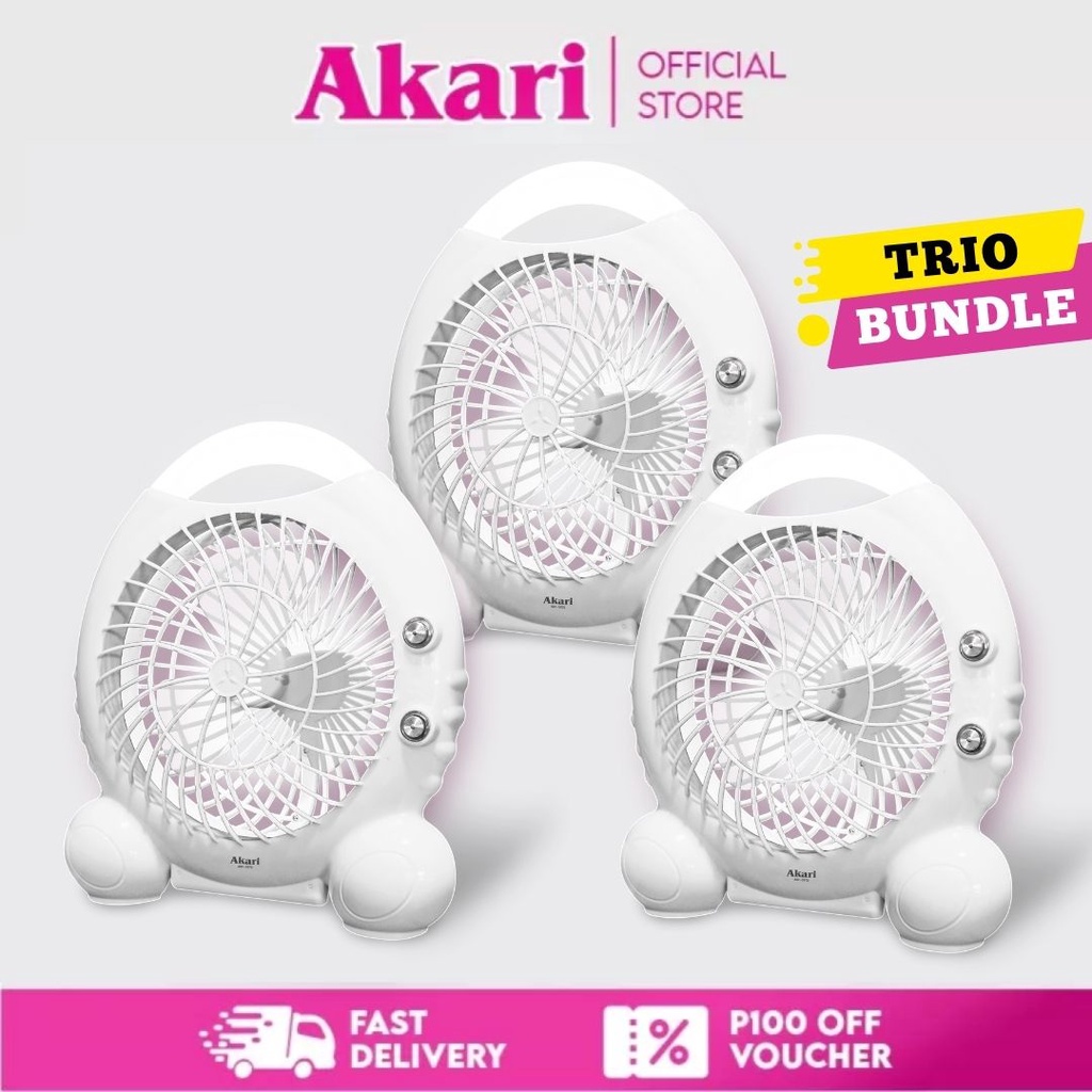 Akari Trio Bundle 5” LED Rechargeable Fan ARF-5875 (3PCS) | Shopee ...