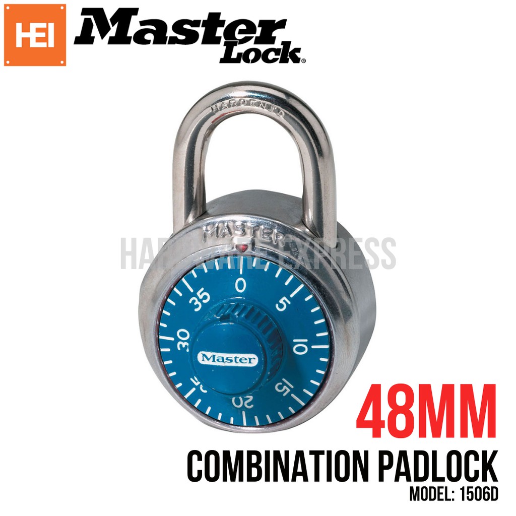 MASTER LOCK Combination Padlock 48mm (Black 1500D, Blue 1506D, Red ...