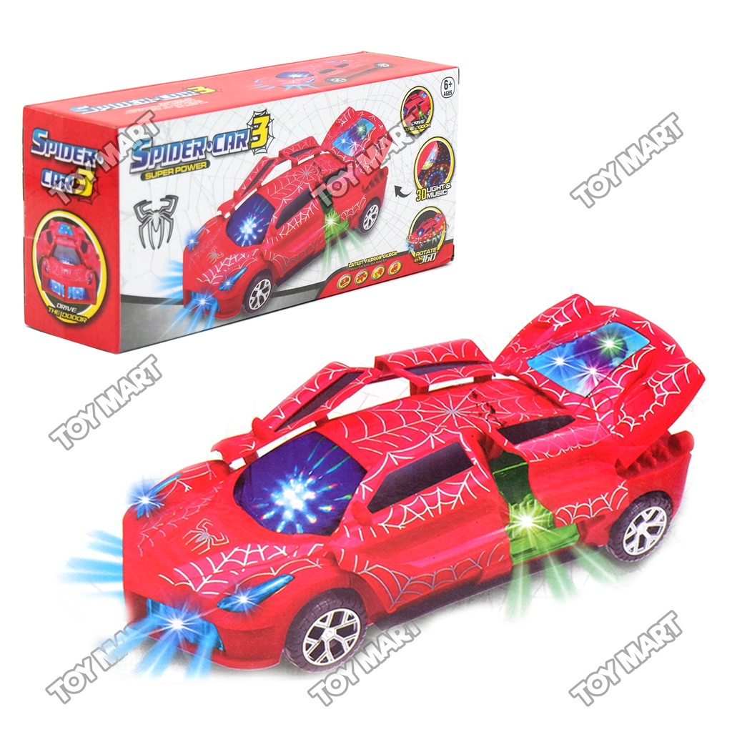 Spider Hero Super Car w/ 3D Simulation Light Sound Open Door 360 ...