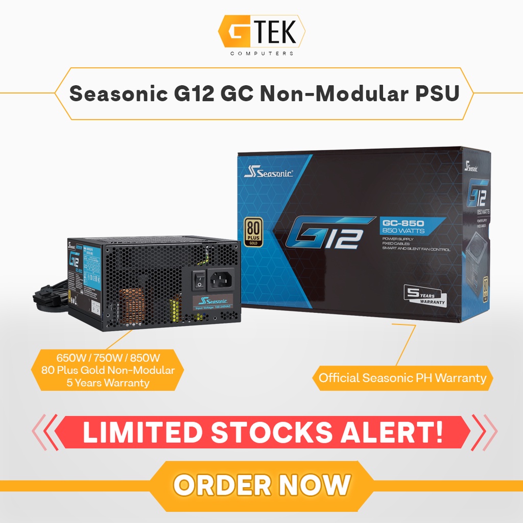 Seasonic G12 GC 650 750 850 650W 750W 850W 80 Plus Gold Non-Modular PSU ...