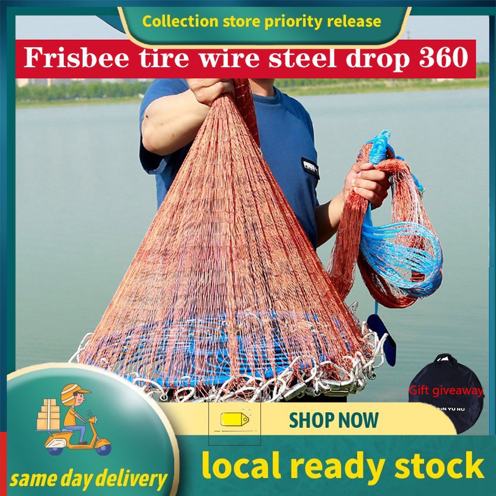 Upgraded American Hand Cast Net with Flying Disc Easy Throw Fly Fishing ...