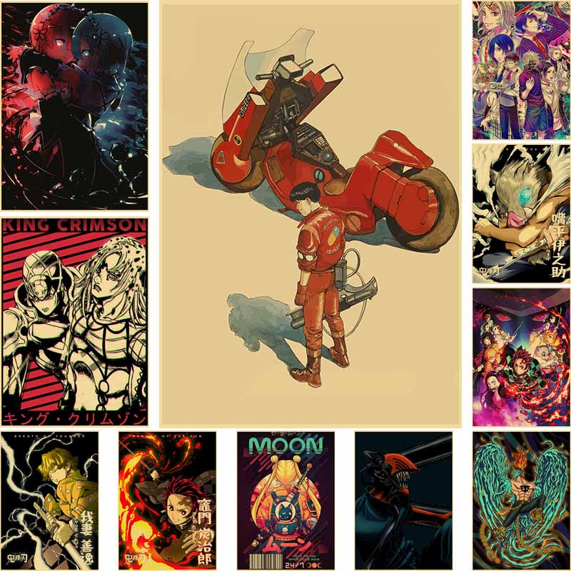 Anime Collection Aesthetic Posters Retro Kraft Paper Attack on Titan/My ...