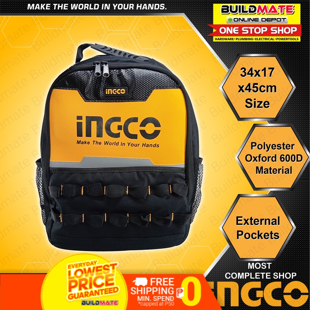 Buildmate x INGCO Tools Backpack Tool Bag 8KG Tools Organizer Storage ...