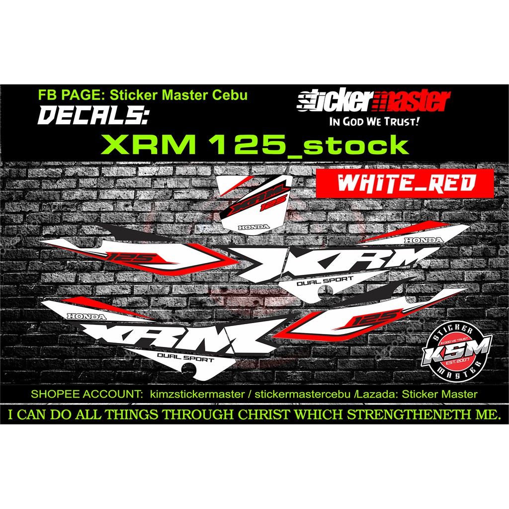 XRM 125 STOCK DECALS | Shopee Philippines