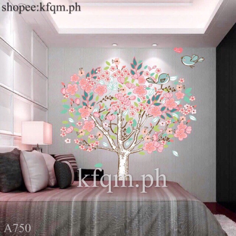 3D wall sticker Sakura tree self adhesive waterproof easy removable ...