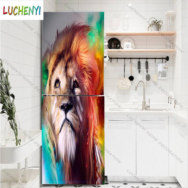 Custom Refrigerator Stickers 3D Self-Adhesive fridge Cling Film Freezer ...