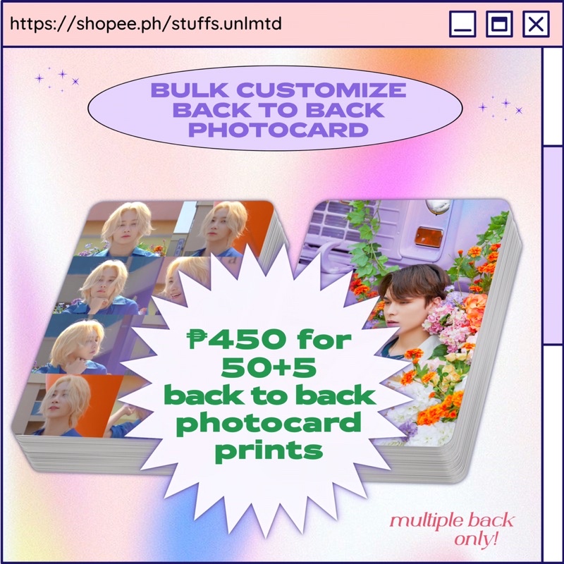 BULK CUSTOMIZED BACK TO BACK PHOTOCARD (MULTIPLE BACK) | Shopee Philippines