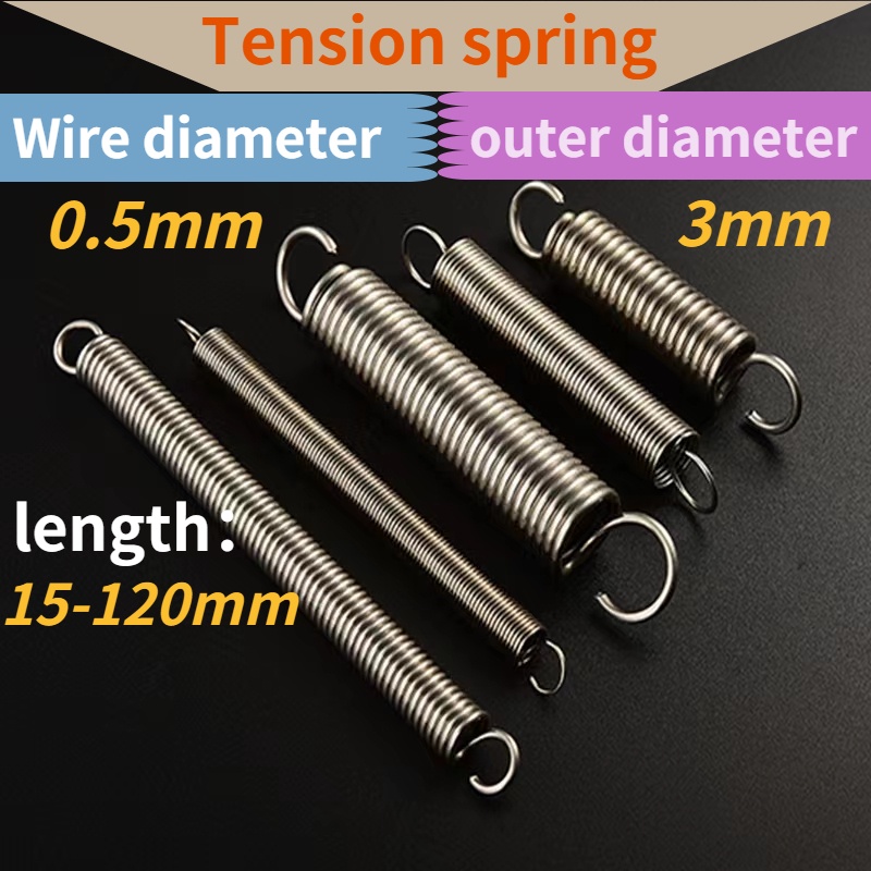 Tension spring length 10~120mm wire diameter 0.5mm outer diameter 3mm ...