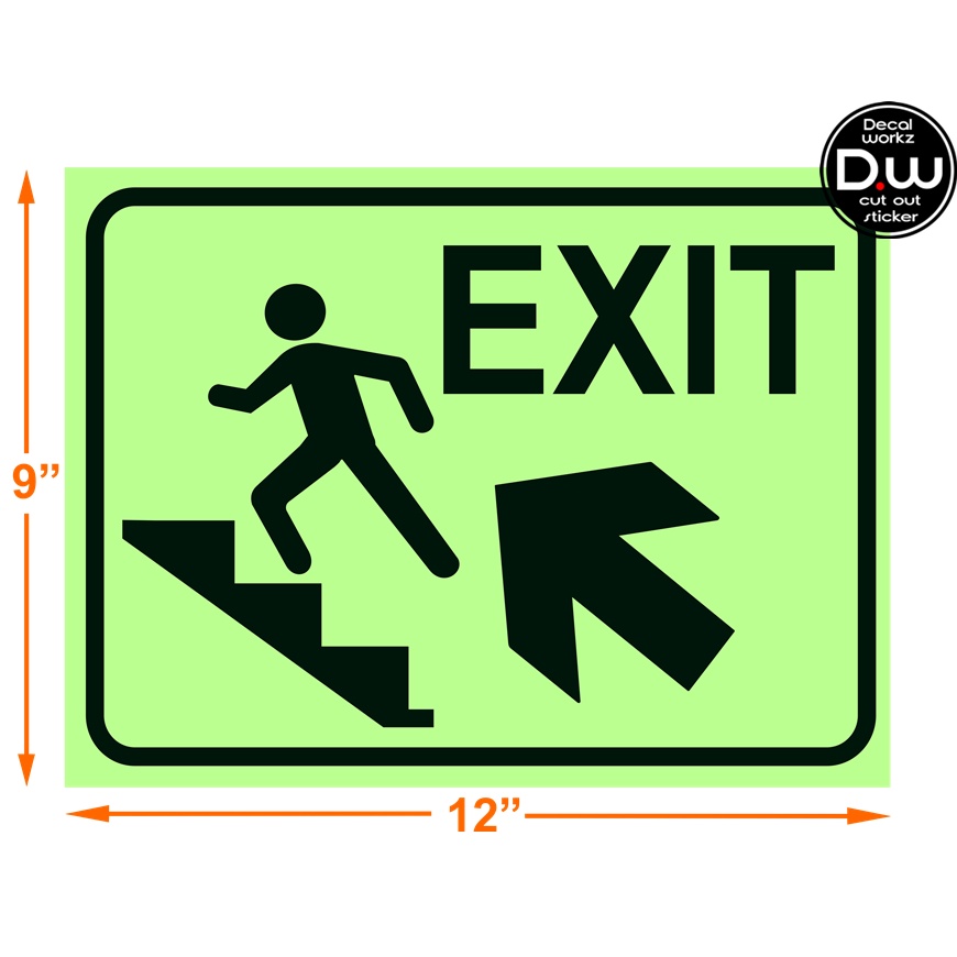 Luminous Exit Stair Arrow Sign Glow in the Dark Cut Out Luminous ...