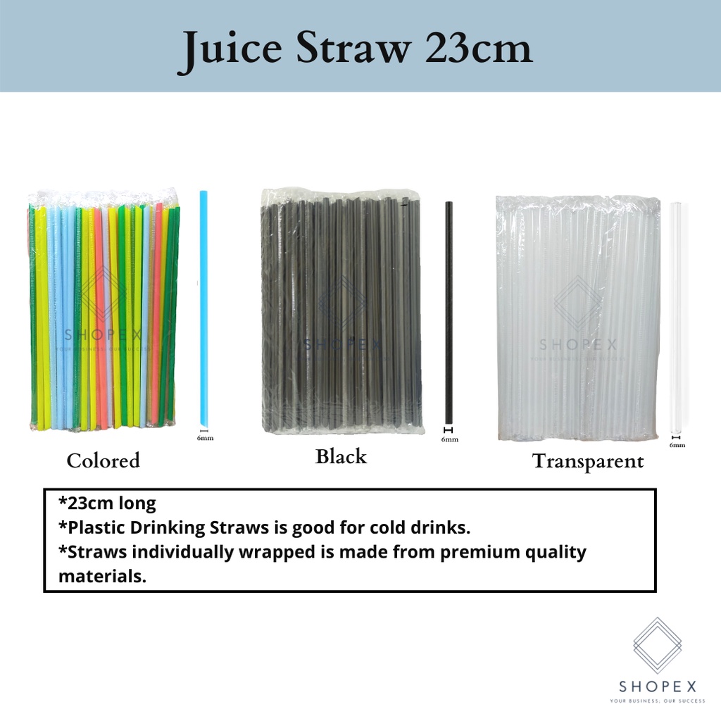 Single Wrapped Black & Assorted Color Juice Straw 100pcs pcs per pack ...