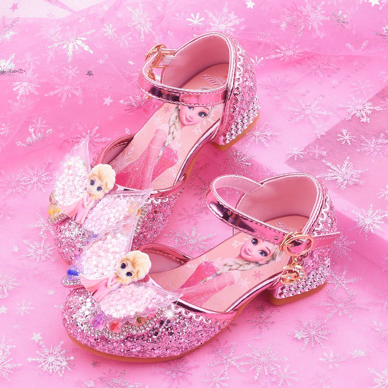 Children Shoes Kids Frozen Elsa Princess Shoes Kid Crystal High Heel ...