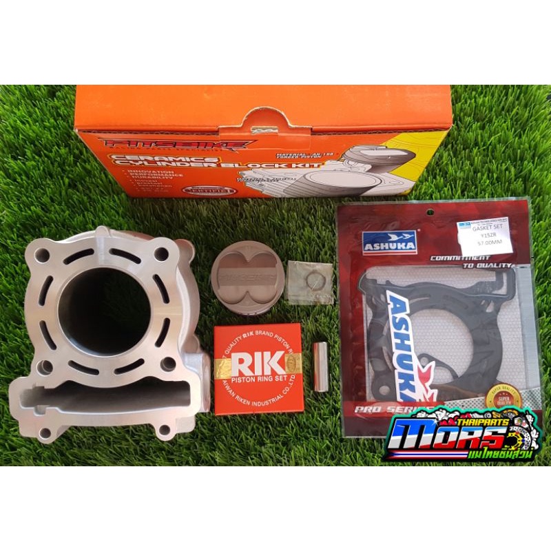 Pitsbike Ceramic Block Bore Kit ( 8 Hole ) 57mm Anodize Forged Piston ...
