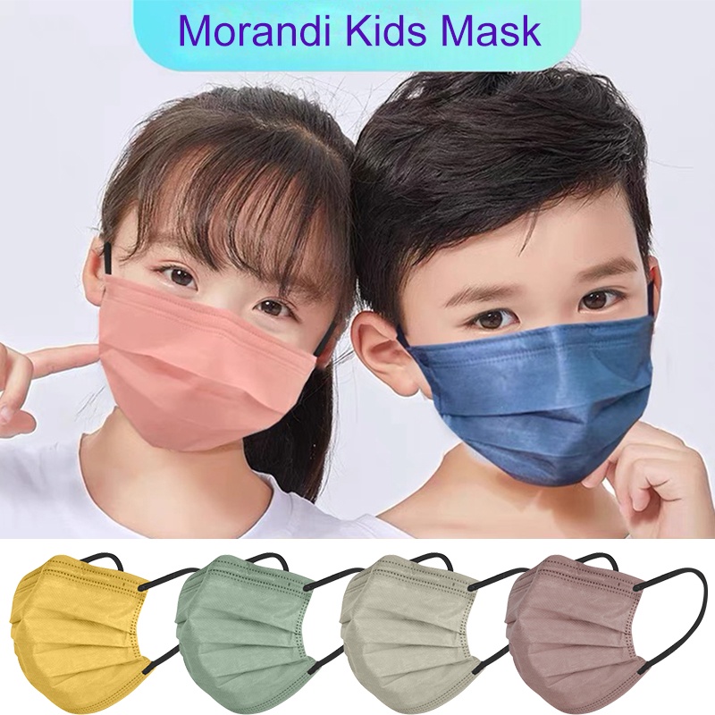 50 PCS Colored 3 Layers Kids Mask Morandi Disposable Children Face Mask ...