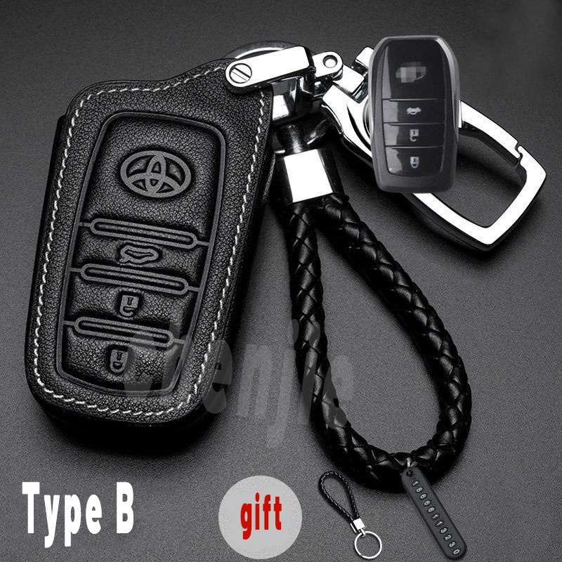 Cod high quality leather for toyota key cover Remote key case with key ...